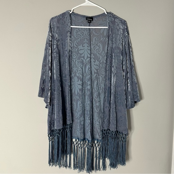 torrid | Sweaters | Sheer Blue Velvet Cover Up | Poshmark